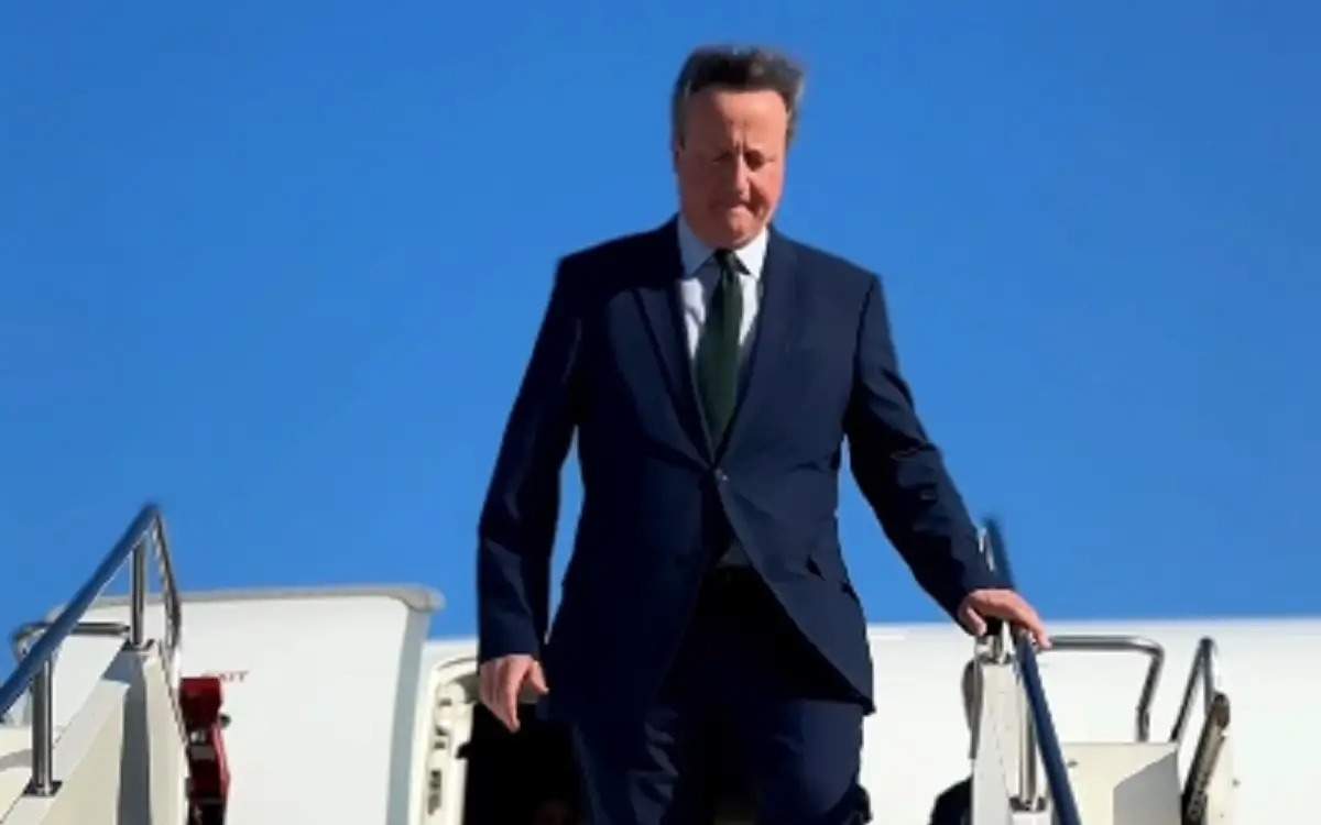 UK Foreign Secretary David Cameron lands in Astana